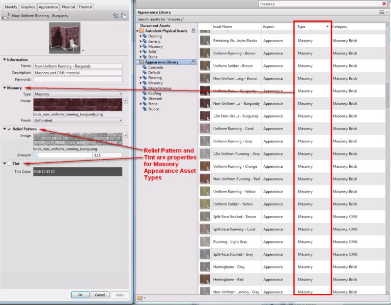 Revit Material Appearance Asset Types – Reference Plane